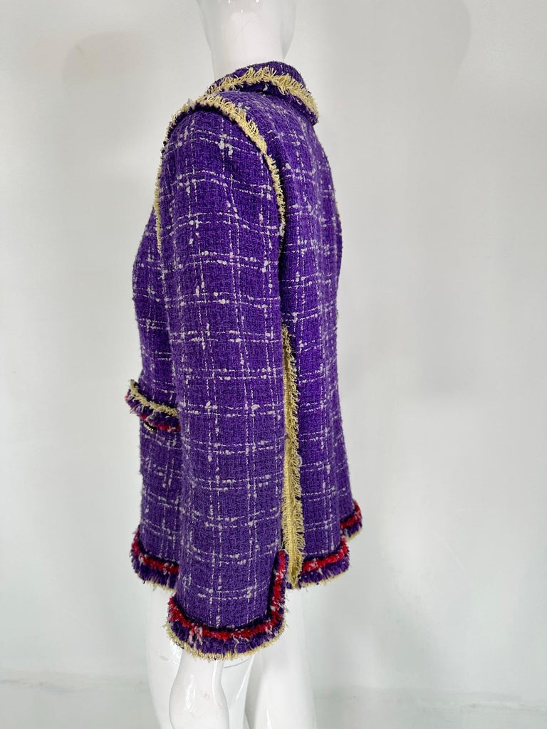 Chanel Spring 2006P Look 16 Purple Red Black Yellow Tweed Jacket 40 For ...