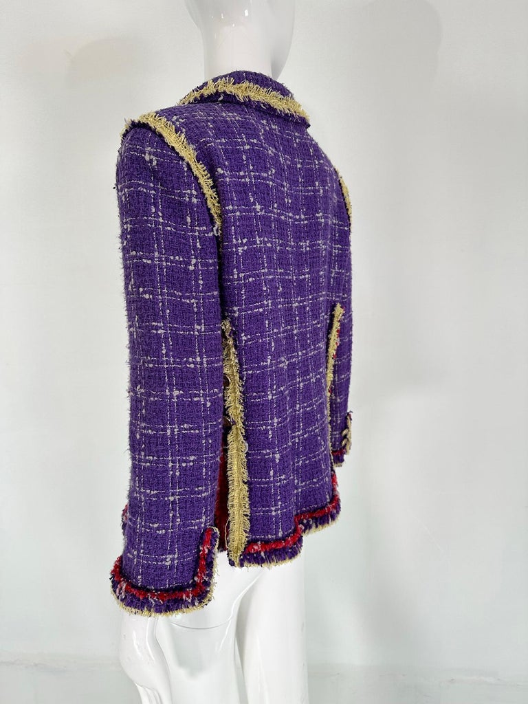 Chanel Spring 2006P Look 16 Purple Red Black Yellow Tweed Jacket 40 For ...