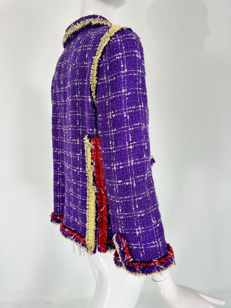 Chanel Spring 2006P Look 16 Purple Red Black Yellow Tweed Jacket 40 For ...