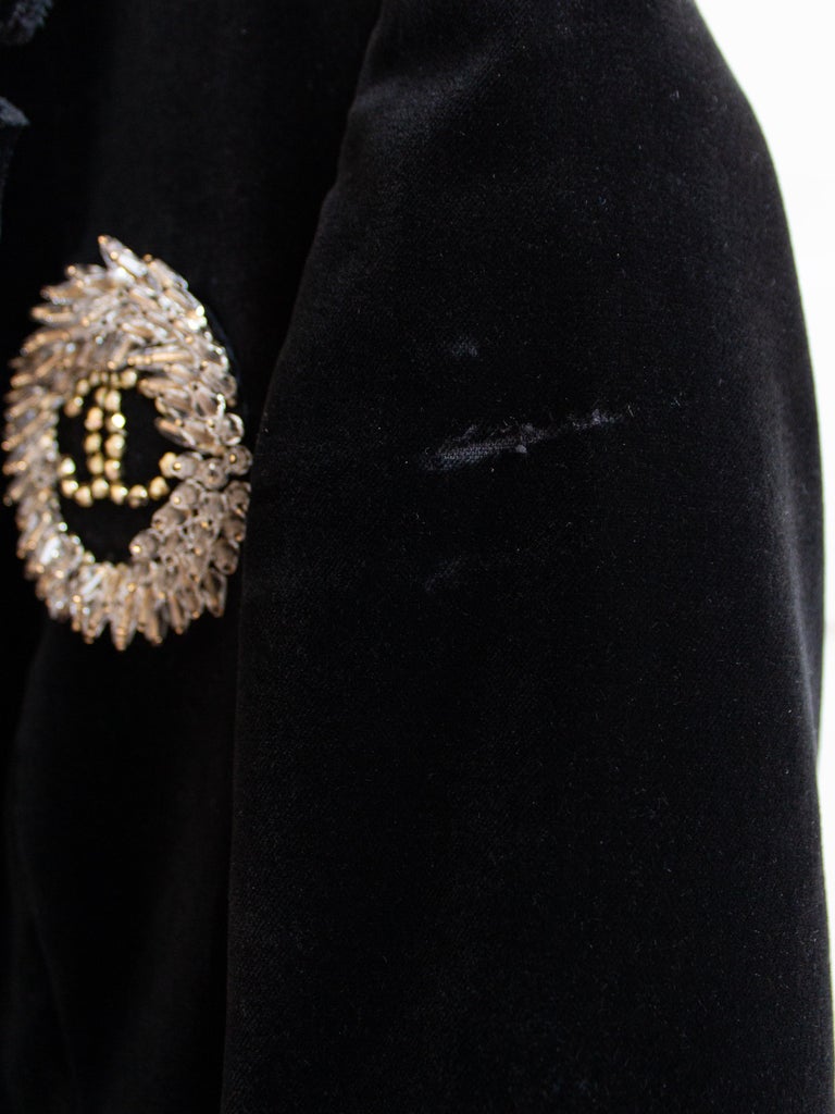Chanel Spring 2010 Black Velvet Gold Beaded CC Crest 10P Jacket For ...