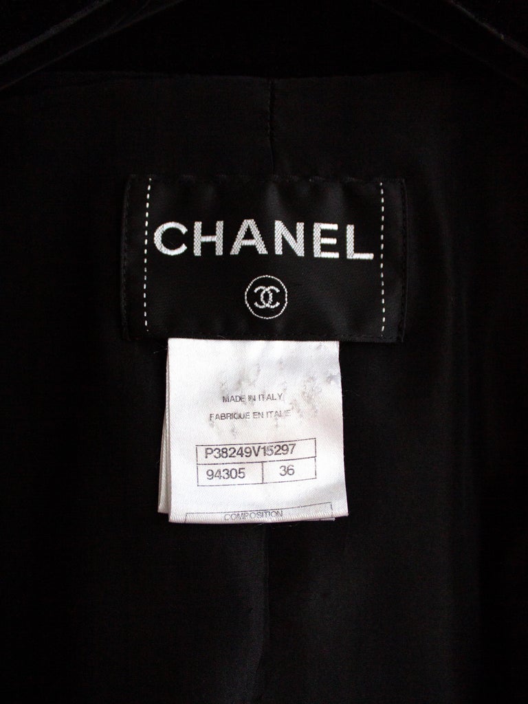 Chanel Spring 2010 Black Velvet Gold Beaded CC Crest 10P Jacket For ...