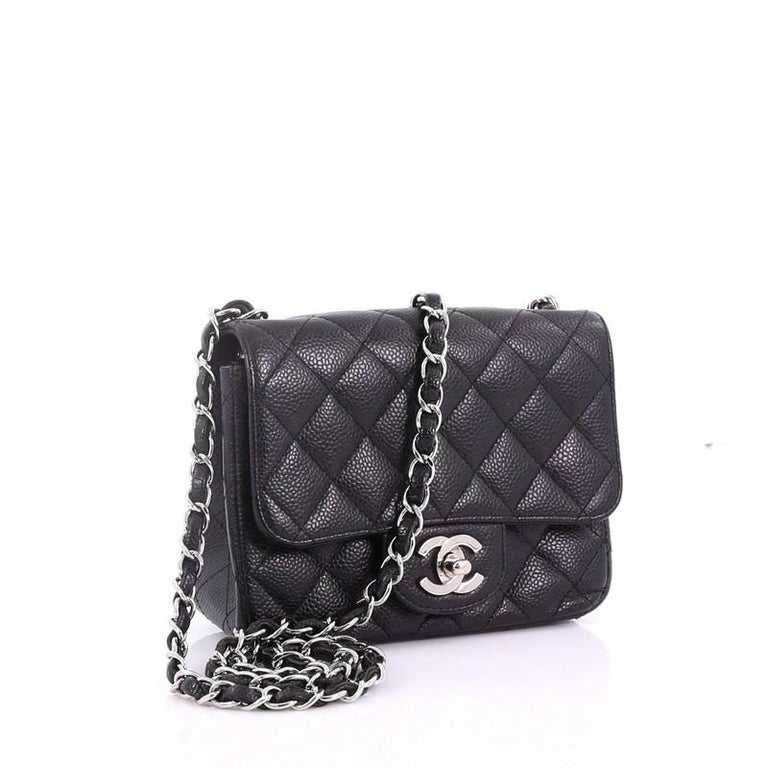 Chanel Square Classic Single Flap Bag Quilted Caviar Mini at 1stDibs ...