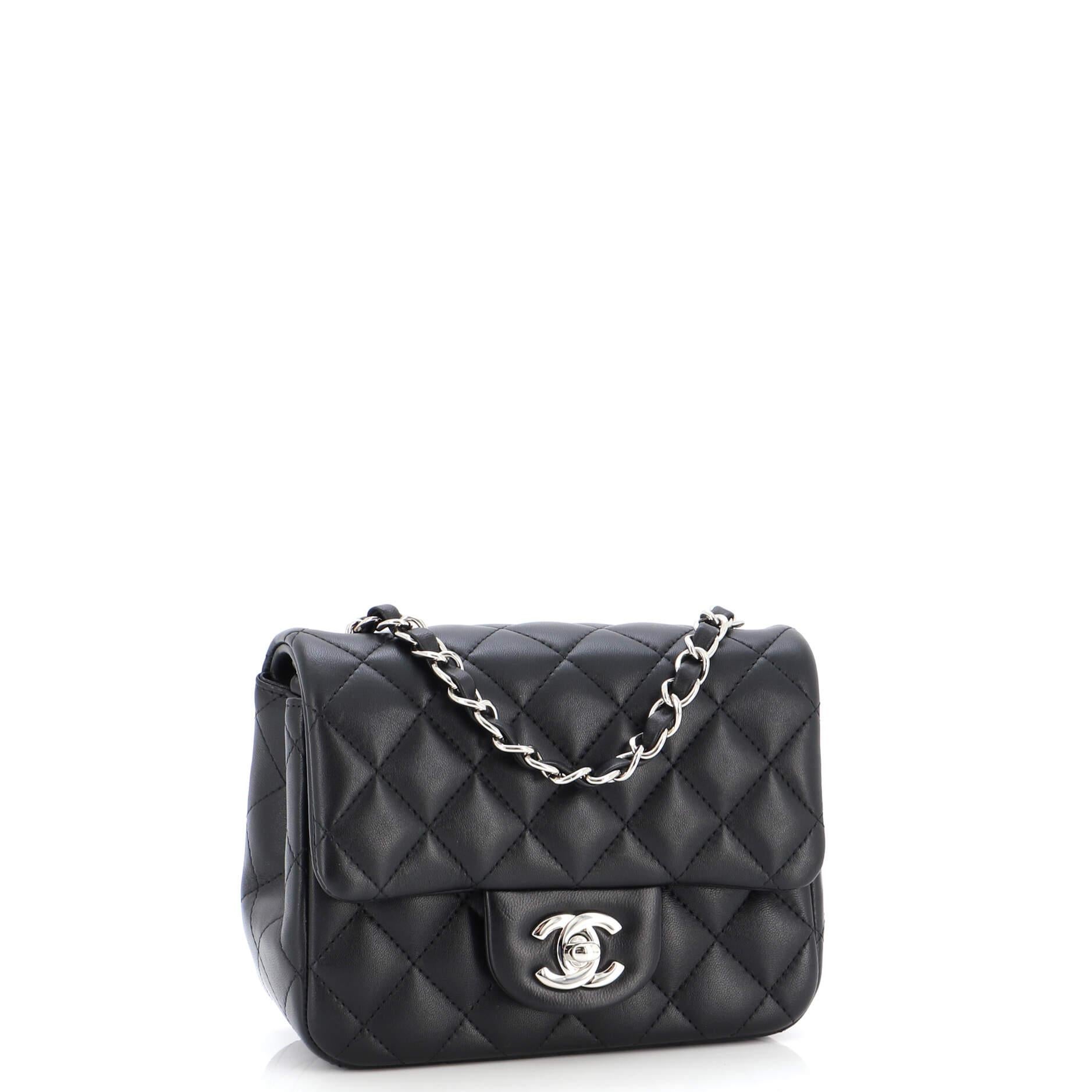 Chanel Square Classic Single Flap Bag Quilted Lambskin Mini For Sale at ...