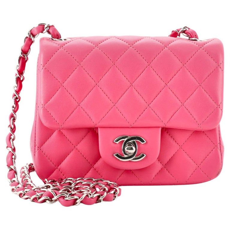 Chanel Square Classic Single Flap Bag Quilted Lambskin Mini For Sale at ...