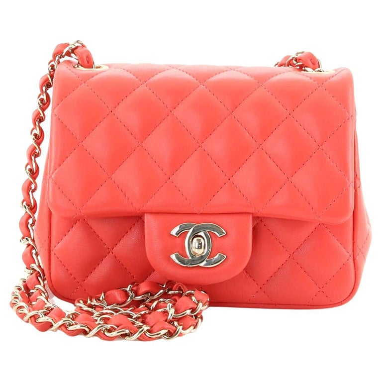 Chanel Square Classic Single Flap Bag Quilted Lambskin Mini For Sale at ...