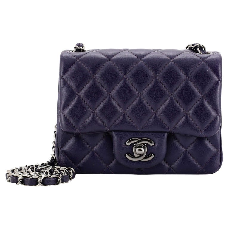 Chanel Square Classic Single Flap Bag Quilted Lambskin Mini For Sale at ...