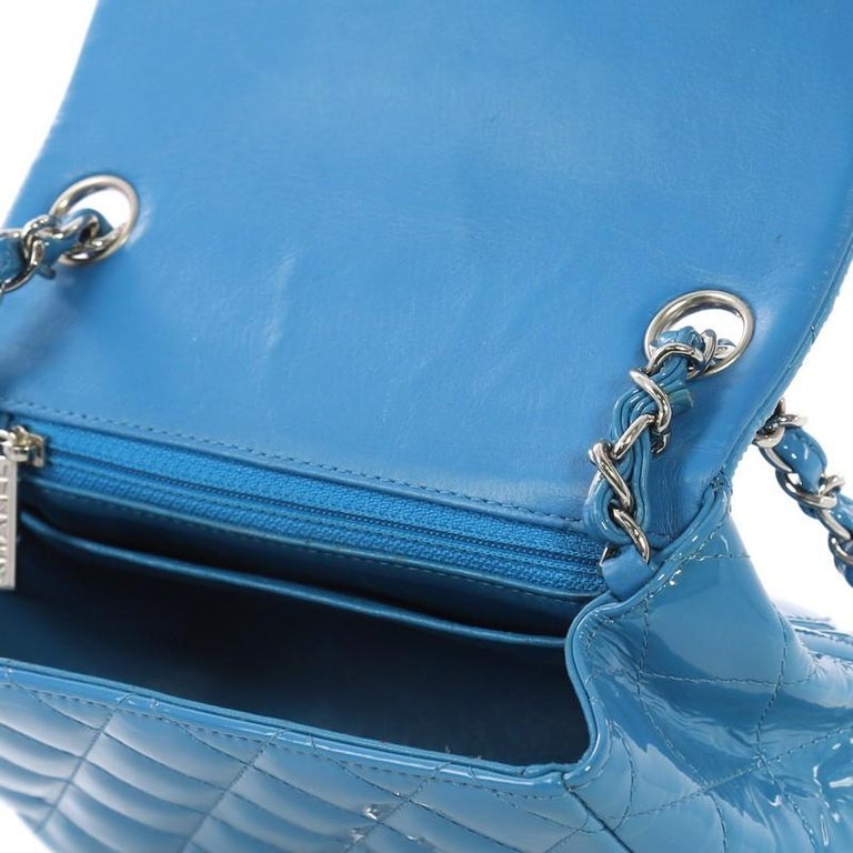 Chanel Square Classic Single Flap Bag Quilted Patent Mini at 1stDibs