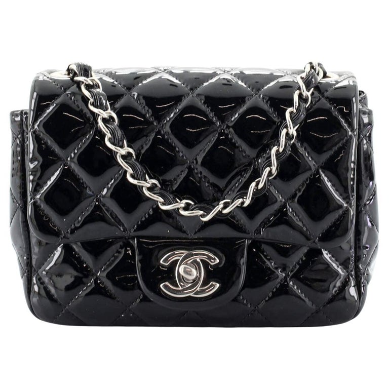 Chanel Square Classic Single Flap Bag Quilted Patent Mini at 1stDibs