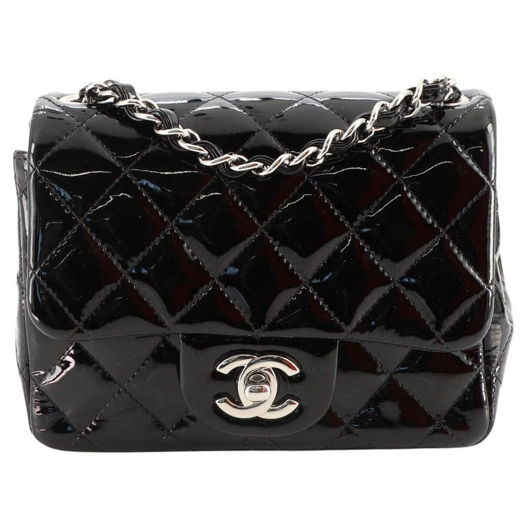 Chanel Square Classic Single Flap Bag Quilted Patent Mini at 1stDibs