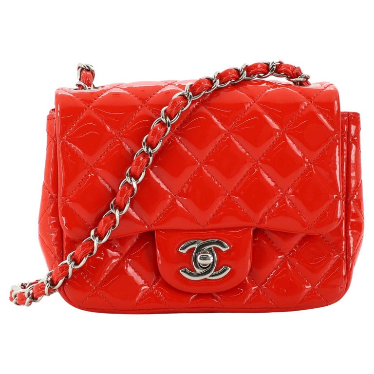 Chanel Square Classic Single Flap Bag Quilted Patent Mini For Sale at ...