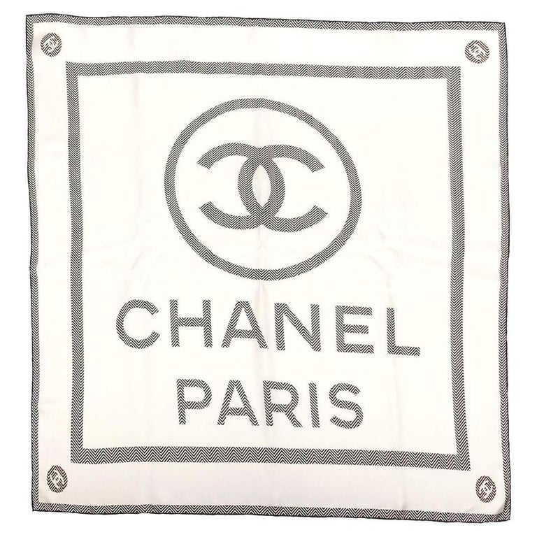 Chanel Square Motif CC Logo Silk Scarf For Sale at 1stDibs
