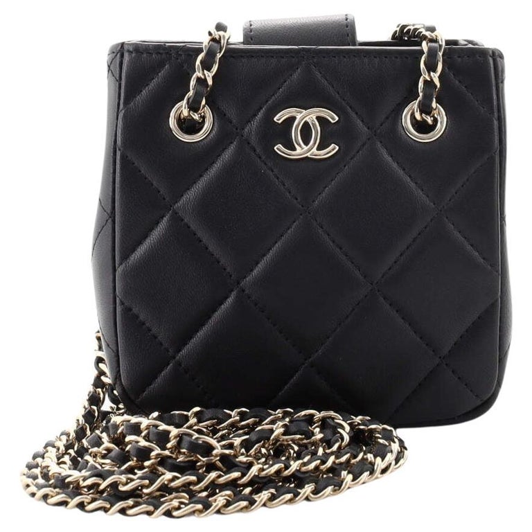 Chanel Square Pouch on Chain Quilted Lambskin Mini For Sale at 1stDibs