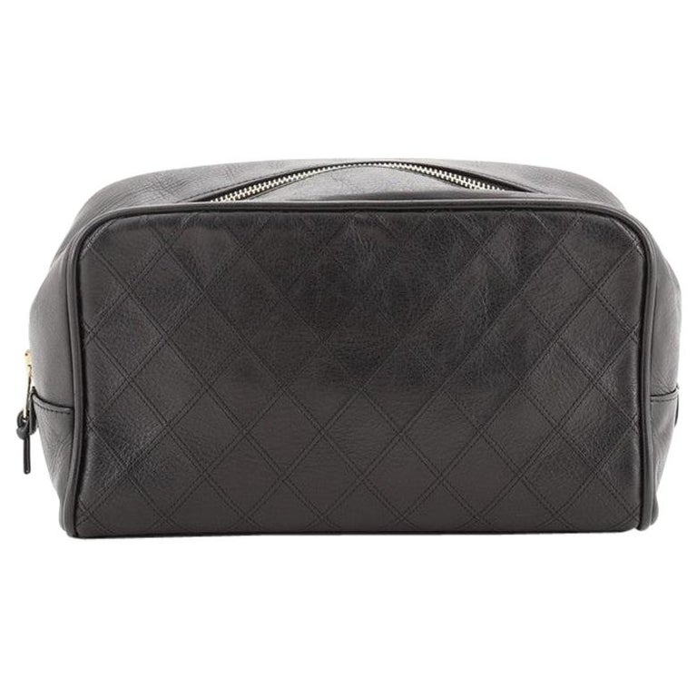 Chanel Square Stitch Toiletry Pouch Lambskin Small at 1stDibs
