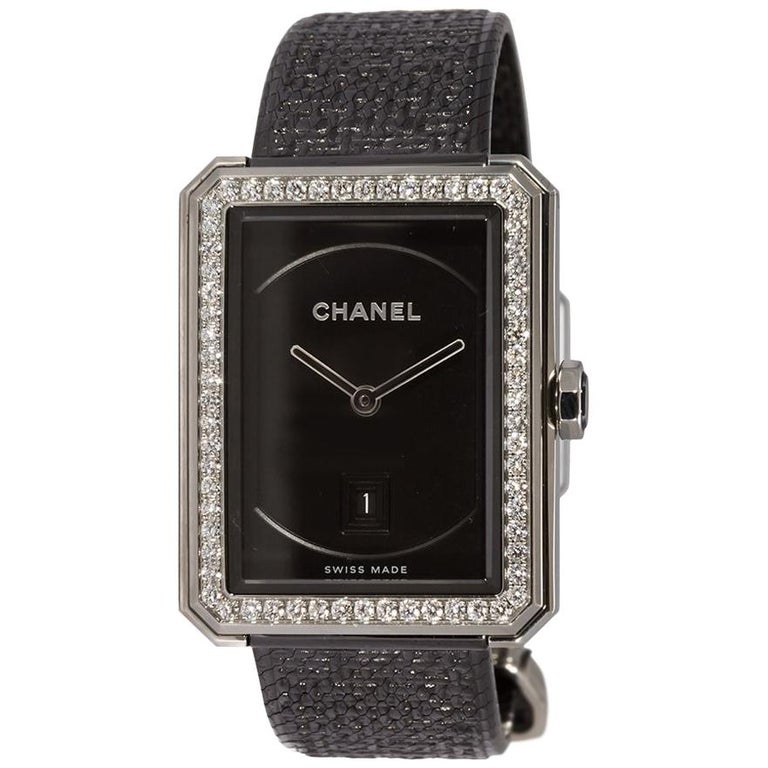Chanel Stainless Steel Boyfriend Tweed Watch Medium with Diamonds H5318 ...