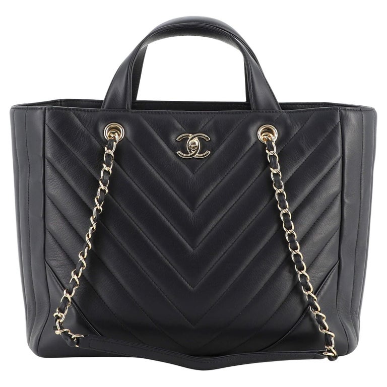 Chanel Statement Shopping Tote Chevron Calfskin Large at 1stDibs