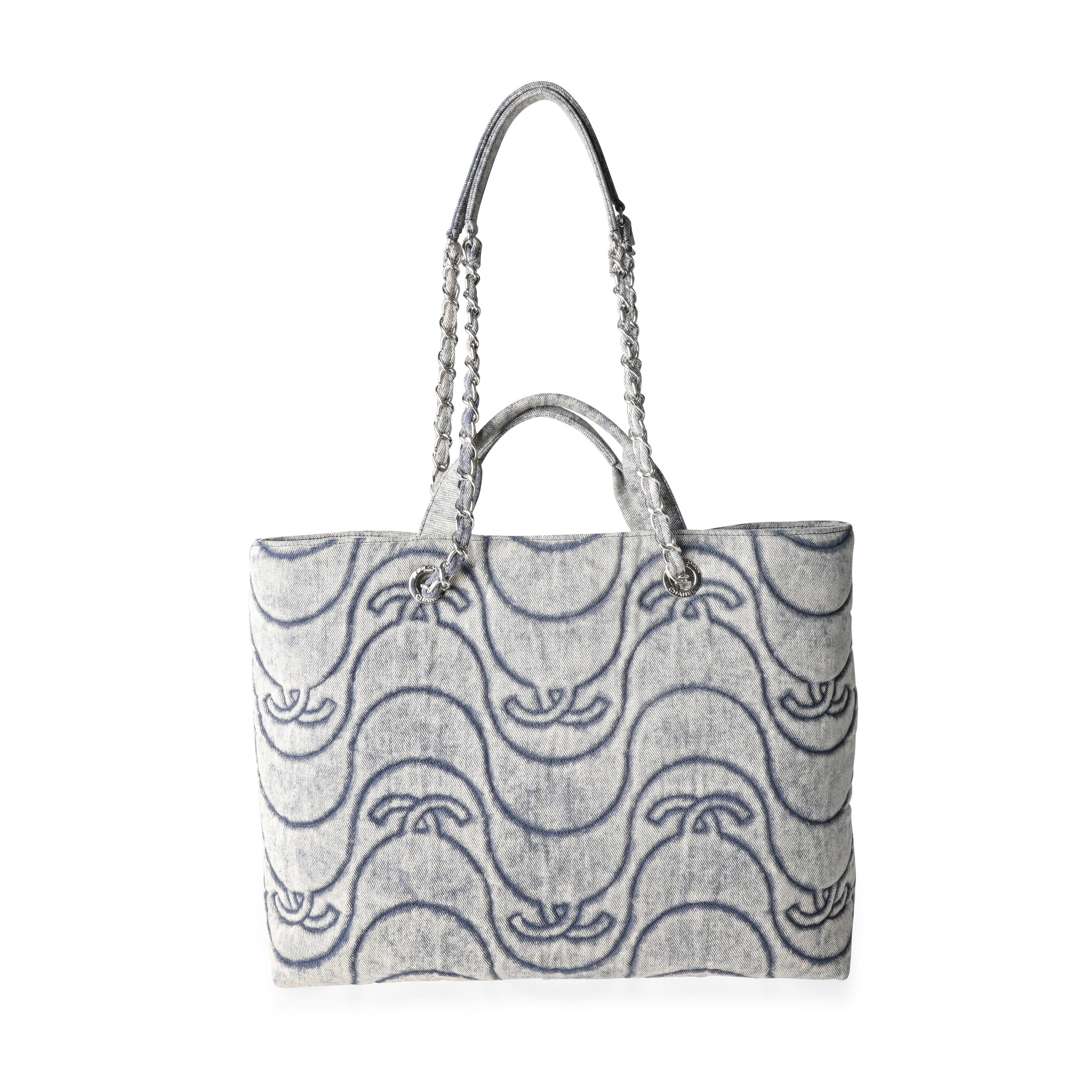Chanel Stone Washed Denim CC Wave Shopping Bag For Sale at 1stDibs ...