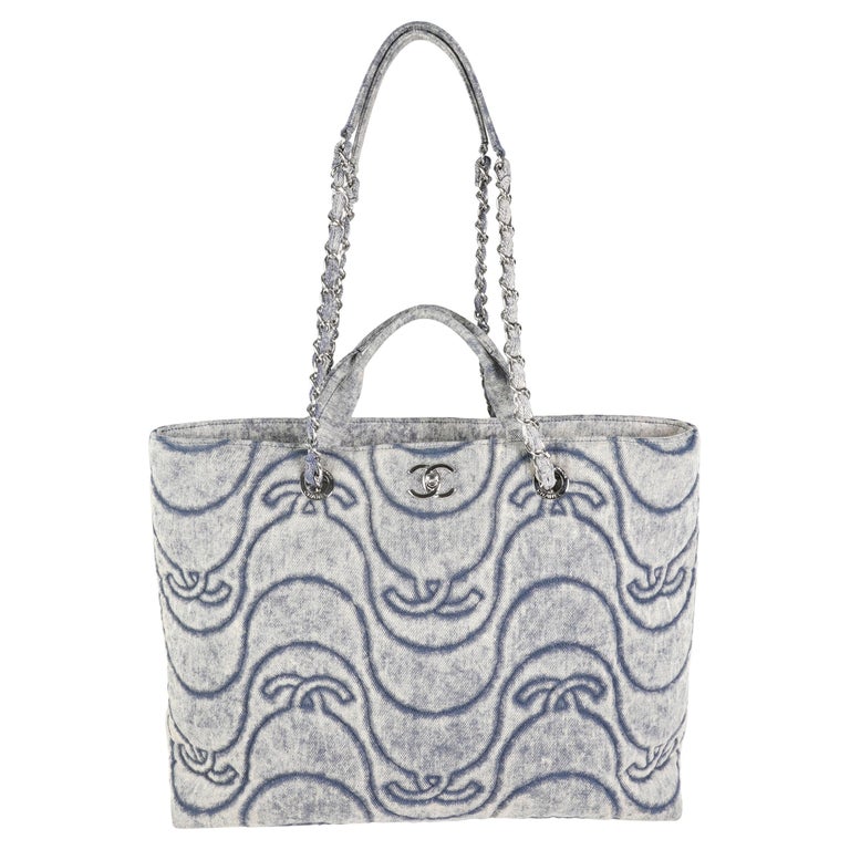 Chanel Stone Washed Denim CC Wave Shopping Bag For Sale at 1stDibs