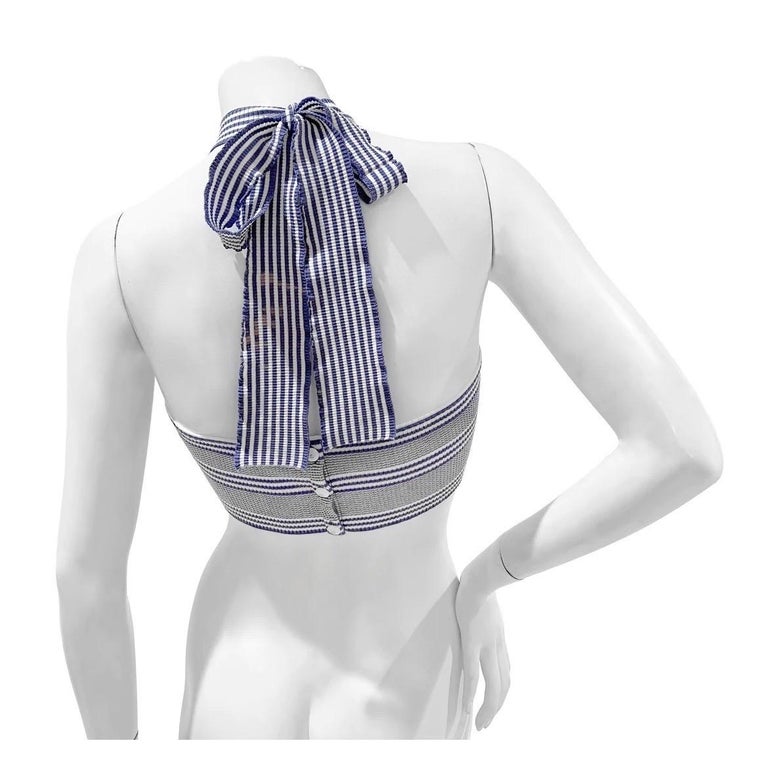 Chanel Stripe Halter CC Logo Crop Top Cruise2019 at 1stDibs
