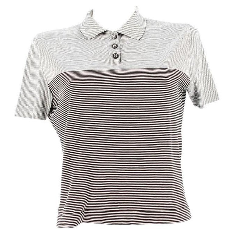 Chanel Stripes Polo Tshirt in Size S For Sale at 1stDibs