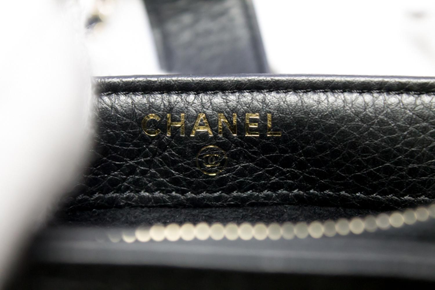 CHANEL Studs Rhinestone Mini Chain Shoulder Bag Black Crossbody Leather ...