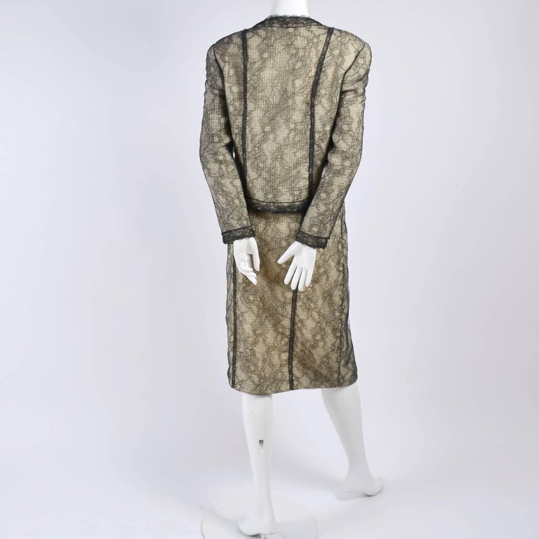 1983 Chanel Suit Skirt and Jacket in Cream Tweed w Camellia Chantilly ...