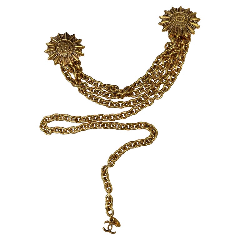 CHANEL sunburst vintage chain belt For Sale at 1stDibs