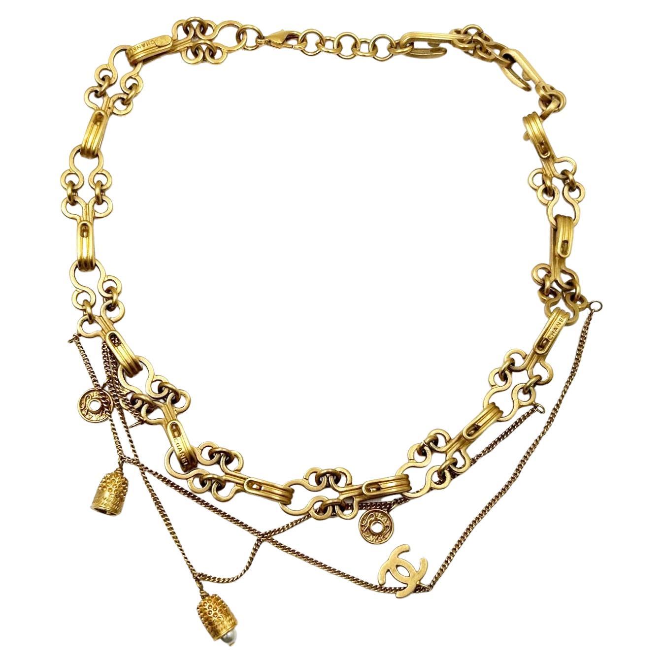 Chanel Super Rare Vintage Gold Plated Hook and Eye Necklace For Sale at ...
