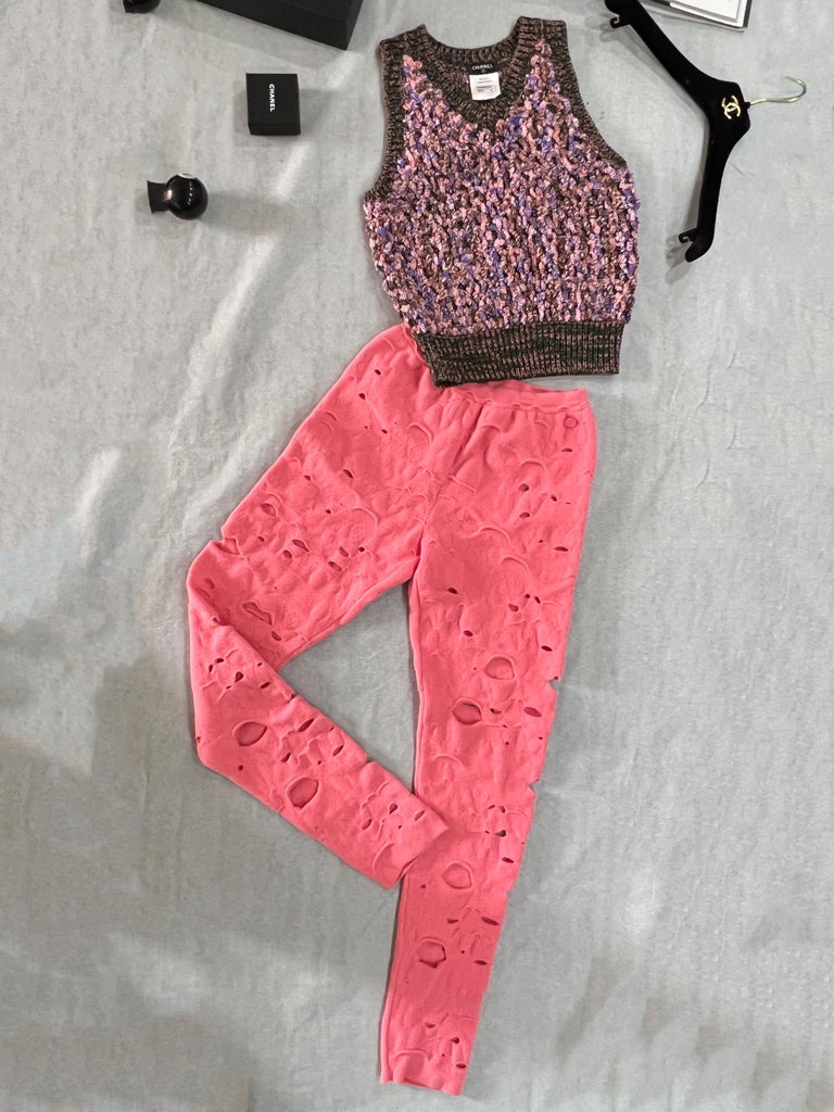 Chanel Supermarket Collection Iconic Distressed Leggings For Sale at ...