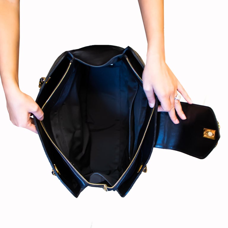 Chanel Supermodel Black Lambskin Maxi Weekender Luggage Handbag at ...