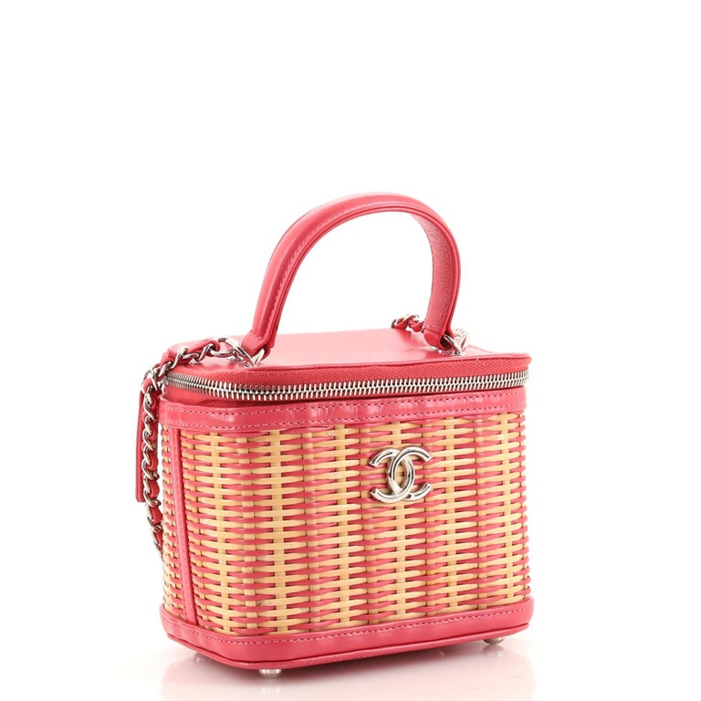 Chanel Take Away Vanity Case Rattan and Calfskin Medium For Sale at 1stDibs