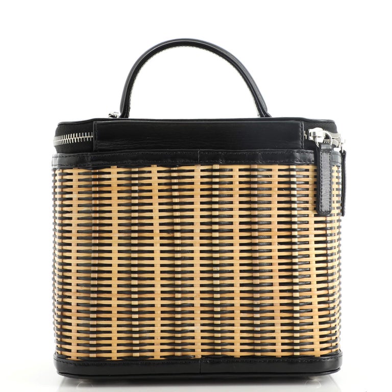 Chanel Take Away Vanity Case Rattan and Calfskin Medium For Sale at 1stDibs