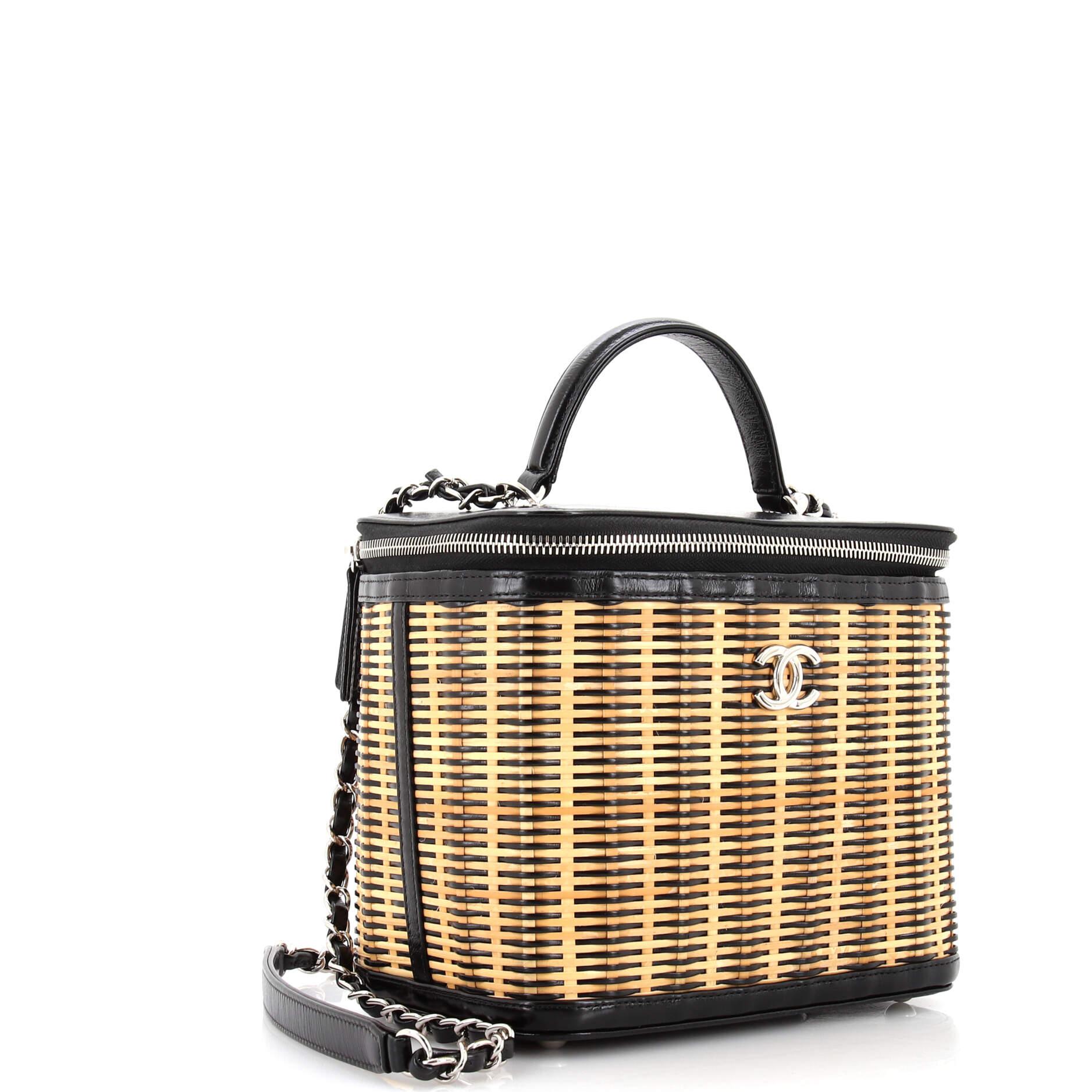 Chanel Take Away Vanity Case Rattan and Calfskin Medium For Sale at 1stDibs