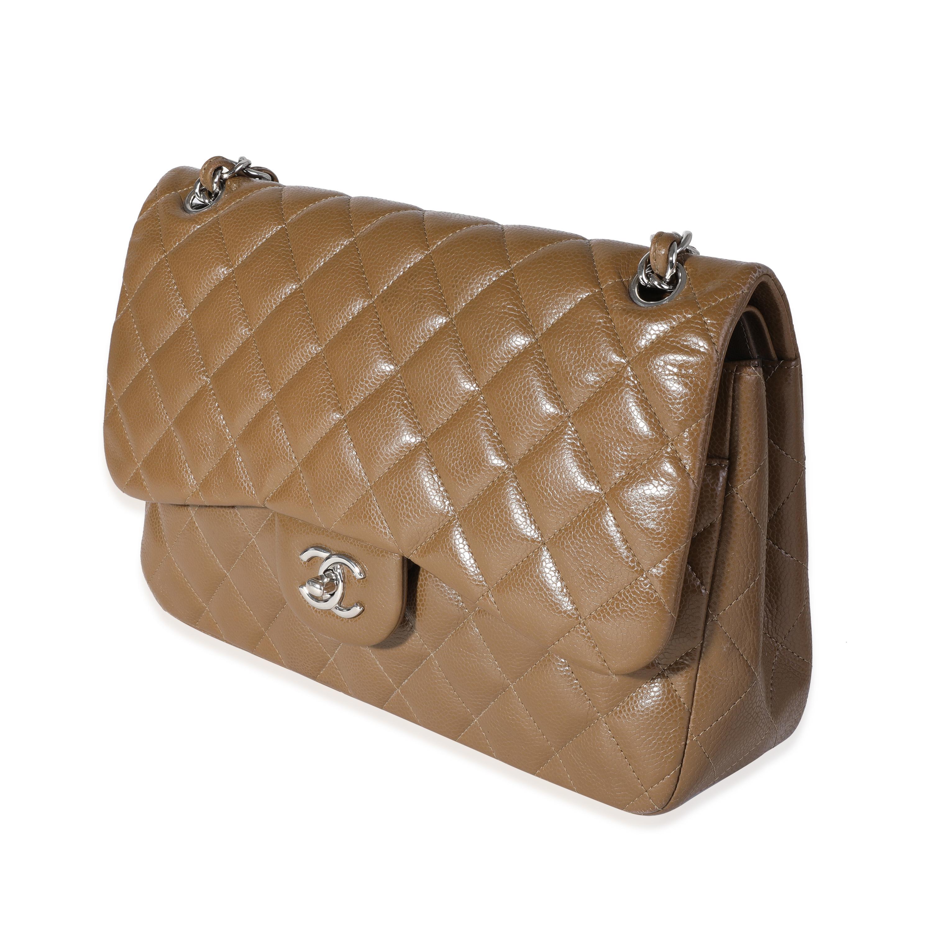 Chanel Tan Caviar Quilted Jumbo Classic Double Flap Bag For Sale at ...