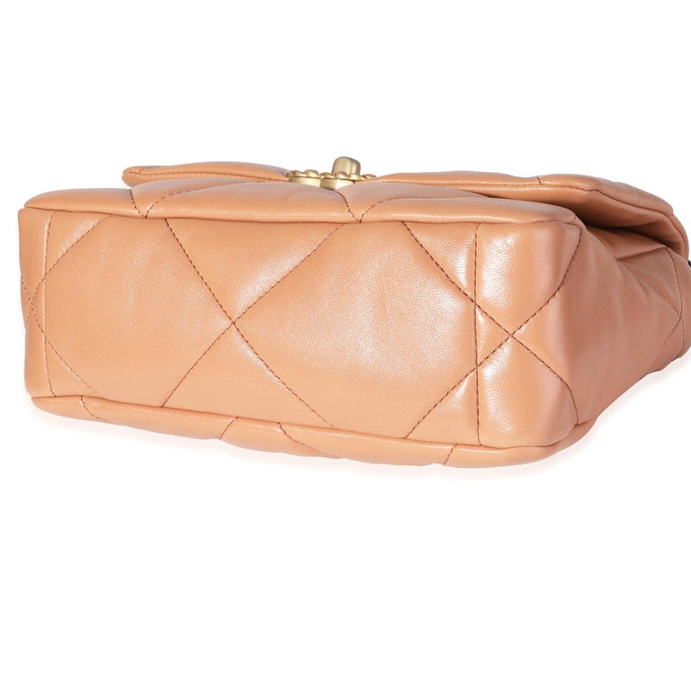Chanel Tan Quilted Lambskin Medium Chanel 19 Bag For Sale at 1stDibs
