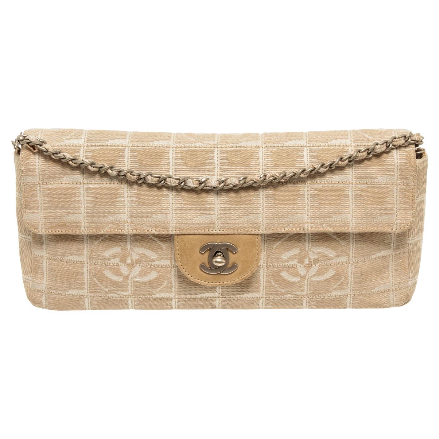 Chanel Tan Quilted Nylon New Travel Line Flap Shoulder Bag at 1stDibs