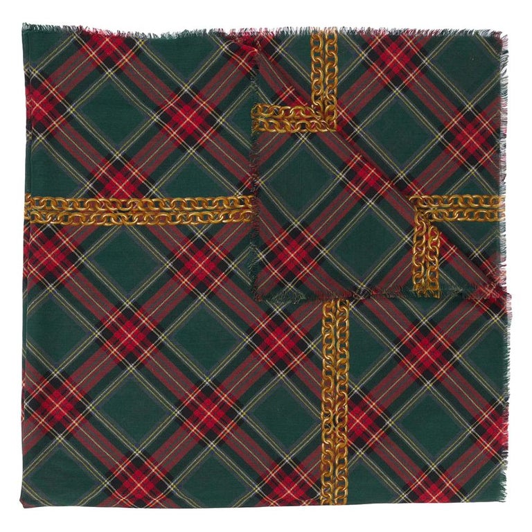 Chanel Tartan Chain Print Scarf at 1stDibs