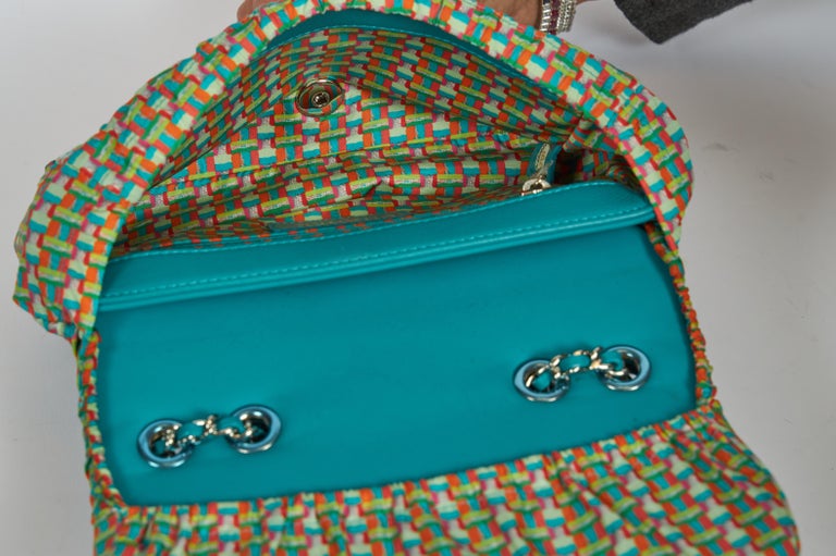 Chanel Teal PVC Rain Cover Small Flap Bag at 1stDibs | teal chanel bag ...