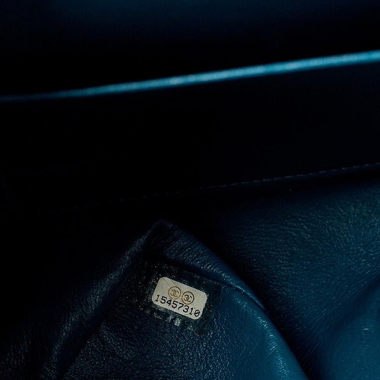 Chanel Teal Quilted Leather Maxi Camellia Applique Double Flap Bag at ...