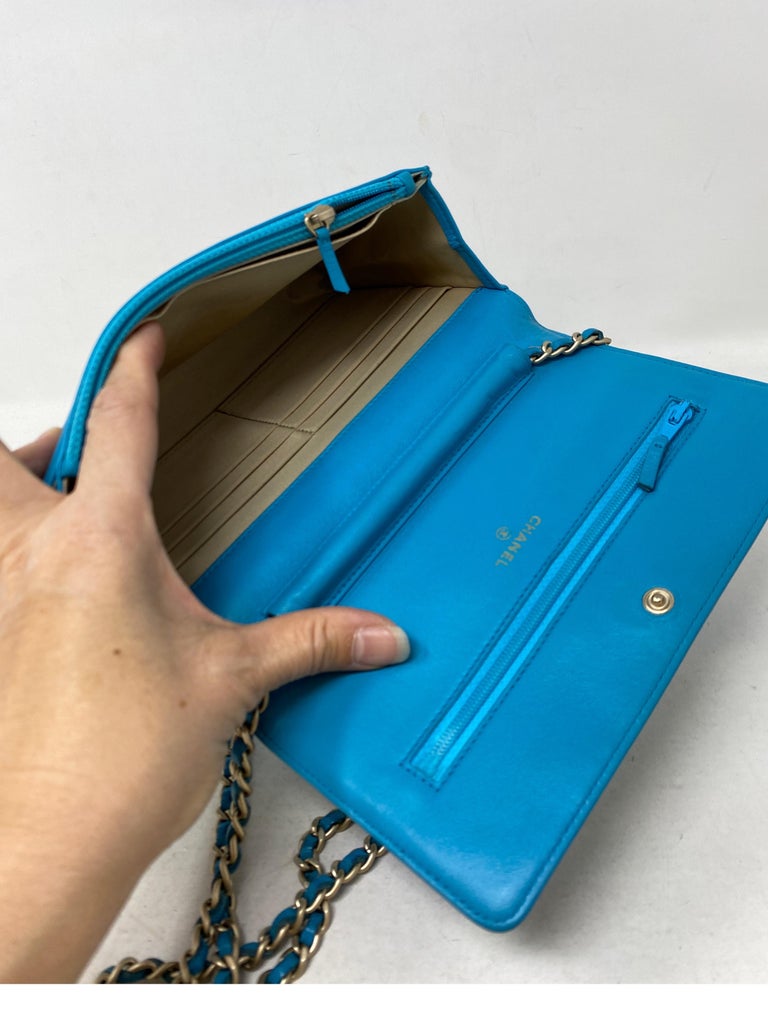 Chanel Teal Wallet On A Chain Bag at 1stDibs