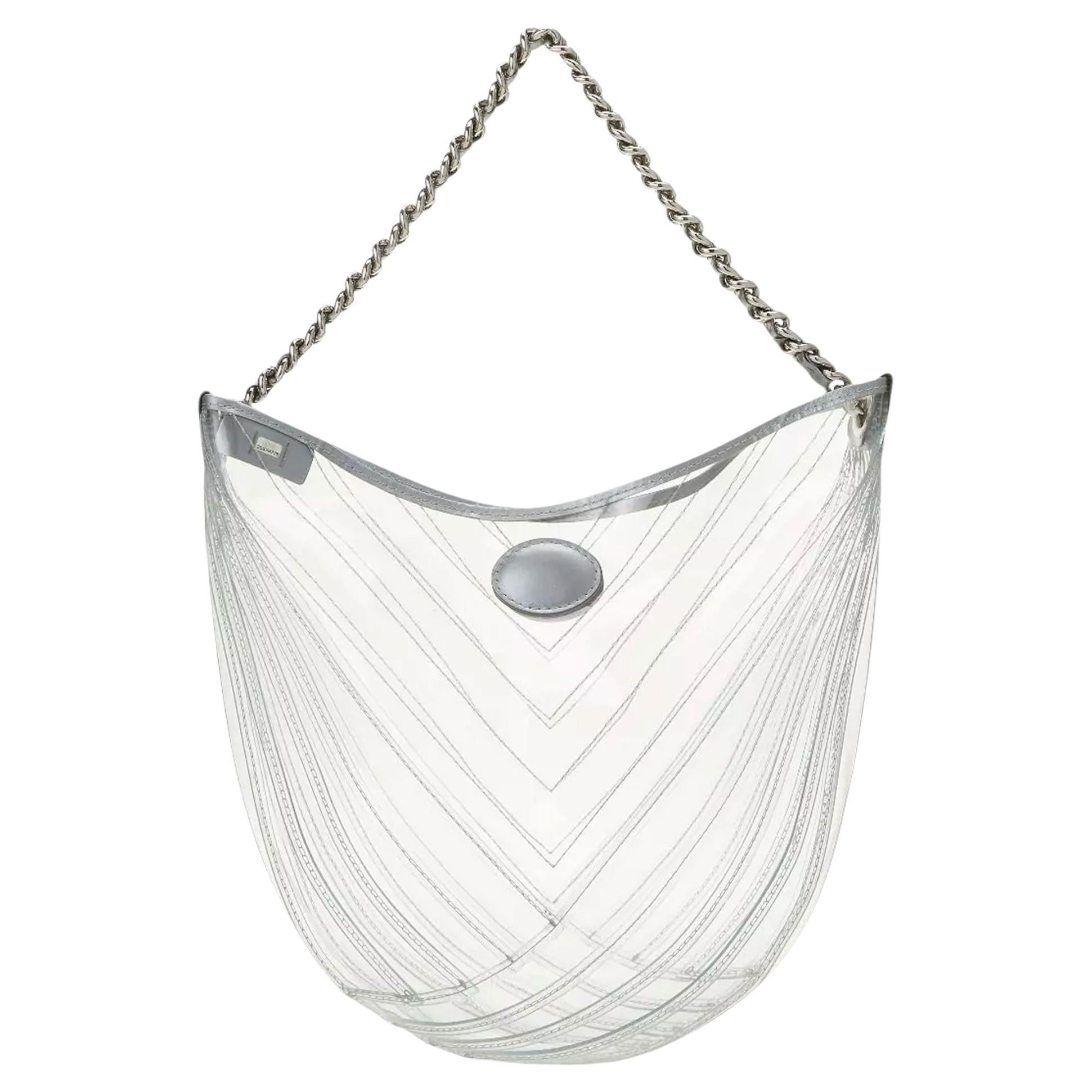 Chanel Teardrop Clear PVC Hobo Transparent Satchel For Sale at 1stDibs