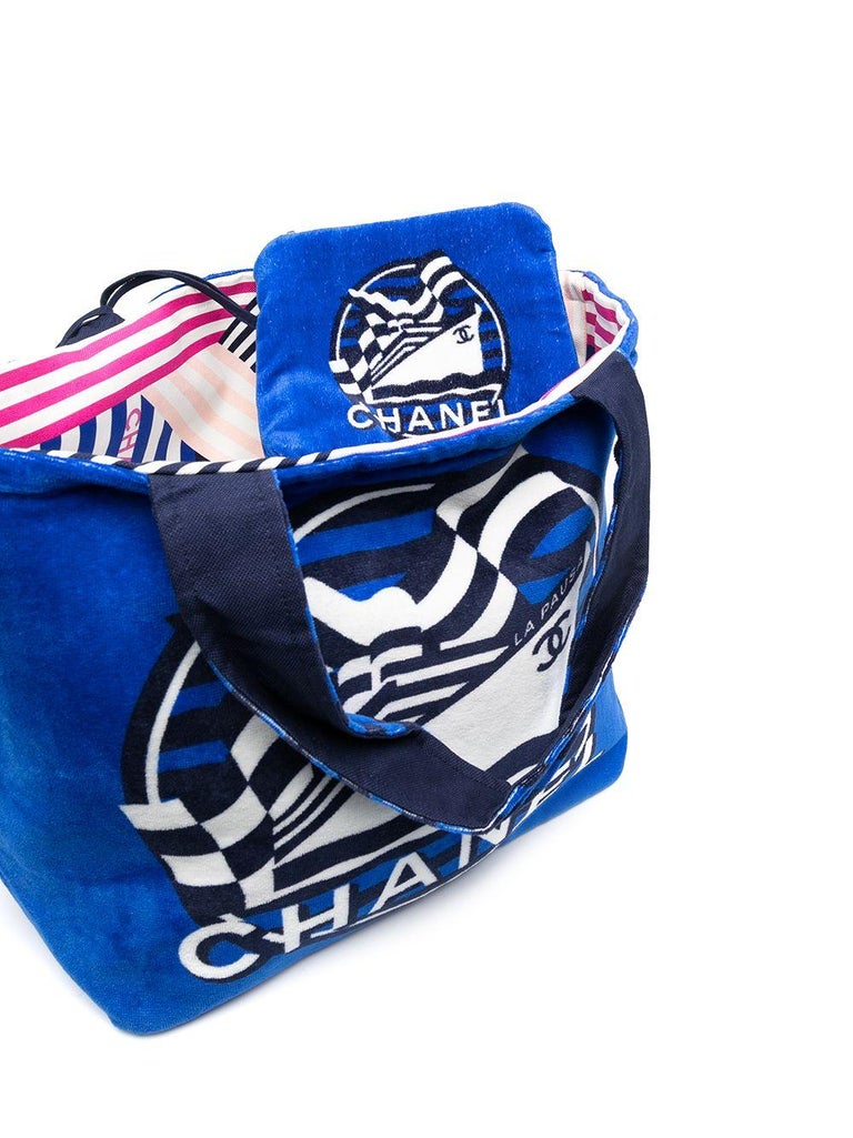 Chanel Terry Blue Double Sided Beach Set at 1stDibs