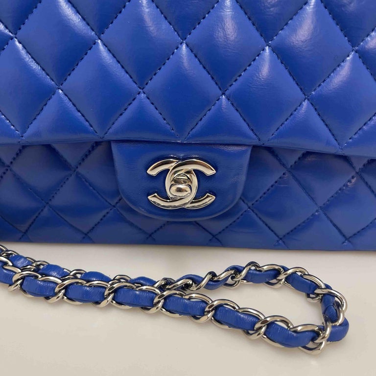 CHANEL Timeless Bag in Blue Lambskin For Sale at 1stDibs