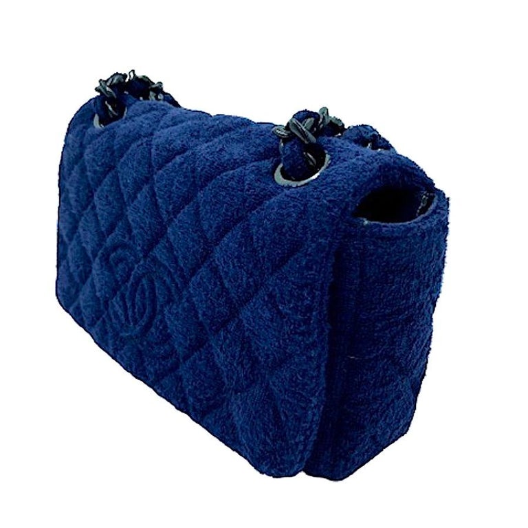 CHANEL Timeless Blue Terrycloth Bag For Sale at 1stDibs