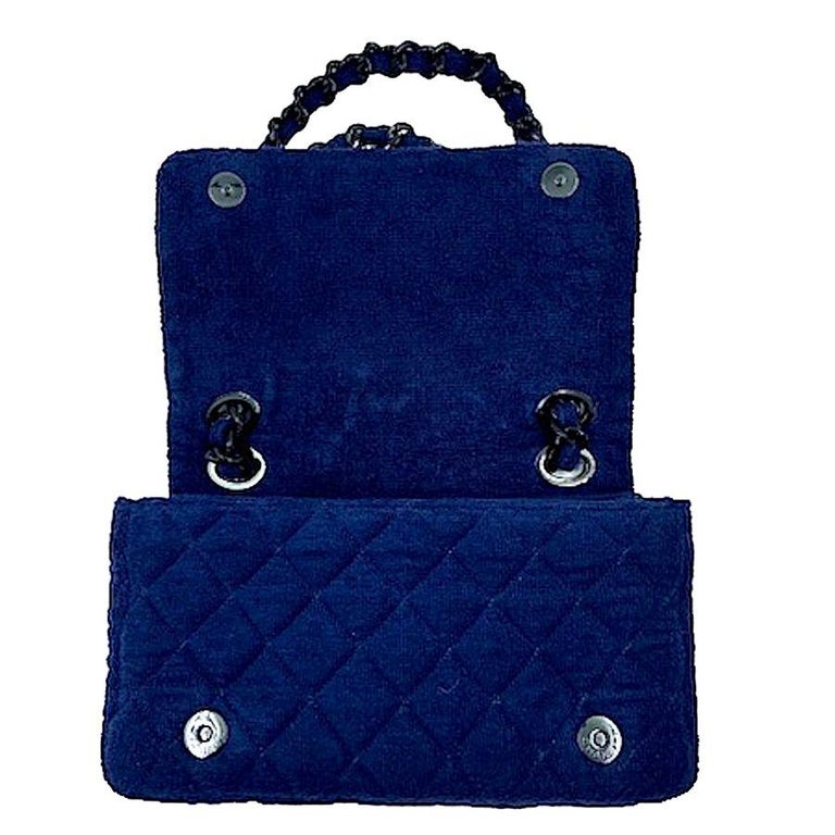 CHANEL Timeless Blue Terrycloth Bag For Sale at 1stDibs