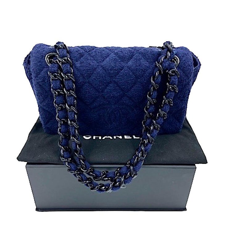 CHANEL Timeless Blue Terrycloth Bag For Sale at 1stDibs
