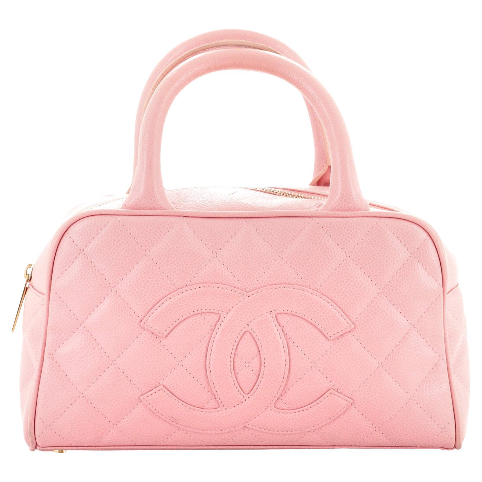 Chanel Pink Quilted Caviar Bowler Bag at 1stDibs | chanel pink bowling ...