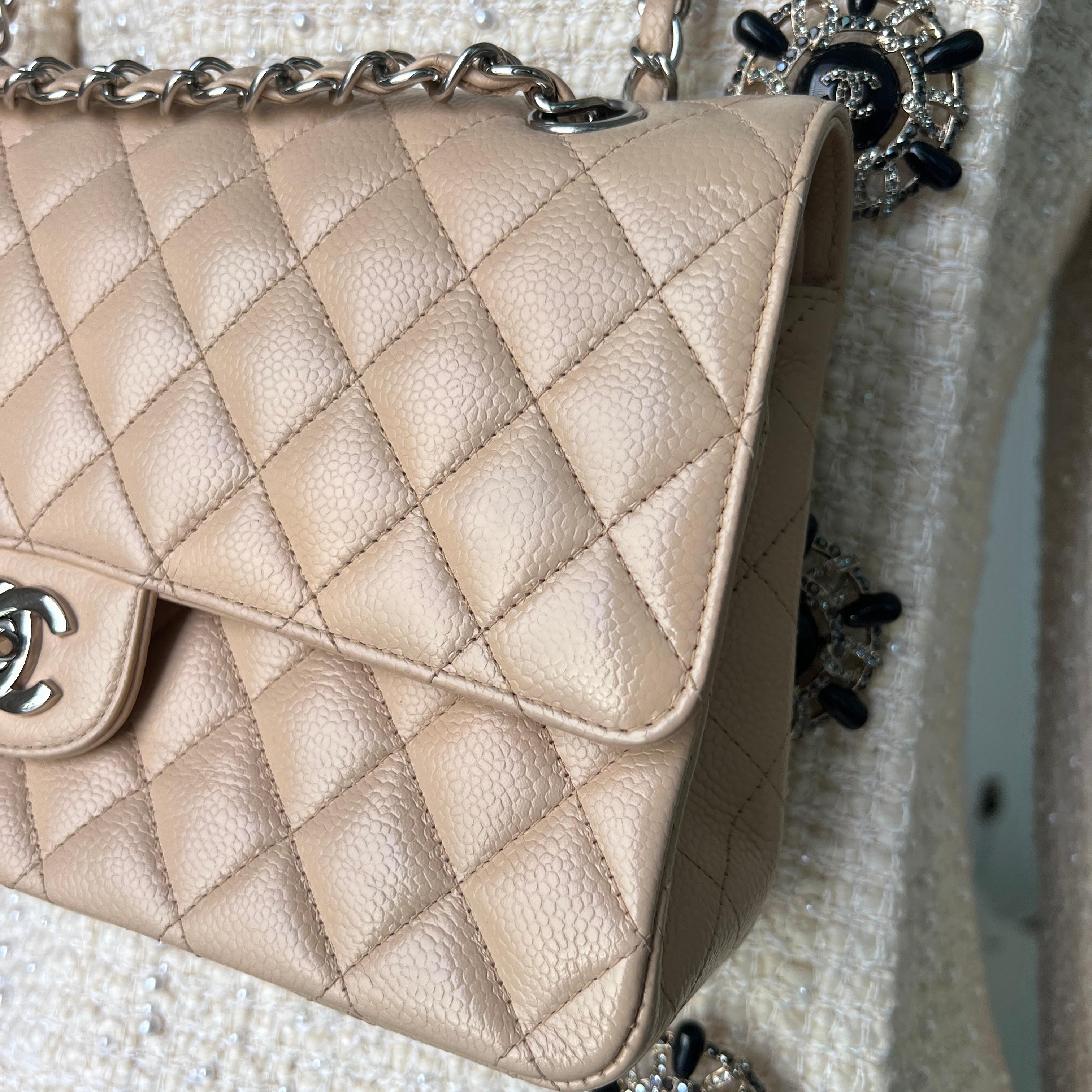 Chanel Timeless CC Double Flap Beige Caviar Bag For Sale at 1stDibs