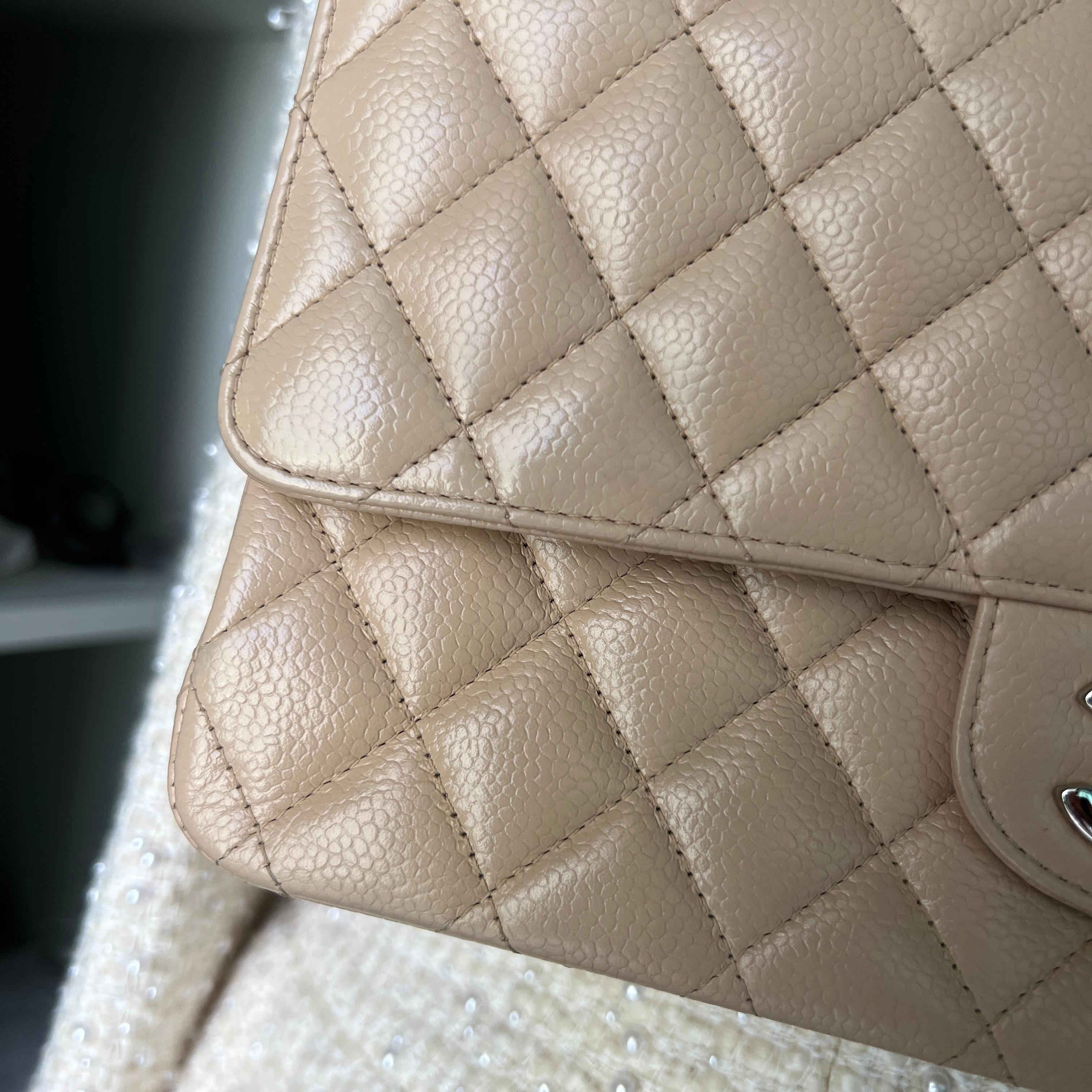 Chanel Timeless CC Double Flap Beige Caviar Bag For Sale at 1stDibs