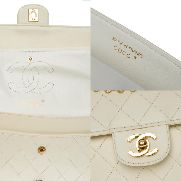 Chanel Timeless/Classic COCO 27 cm double flap bag in ecru quilted ...