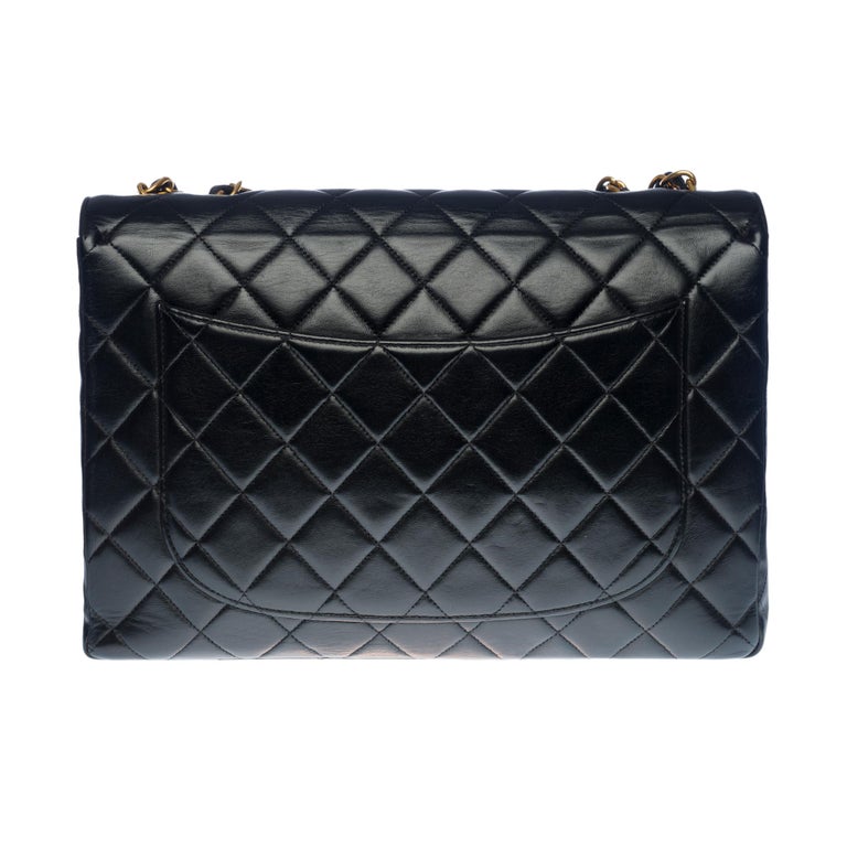 Chanel Timeless Jumbo single shoulder flap bag in black quilted ...